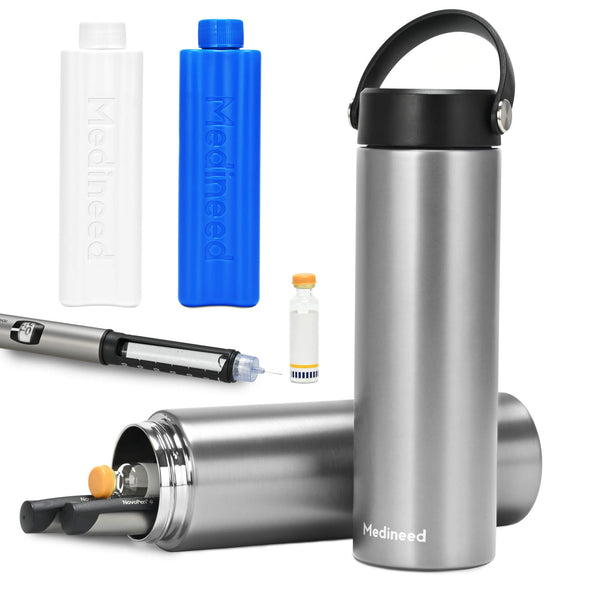 Silver Insulin Cooler Travel Case, 60H, Holds 4 Pens – MEDINEED